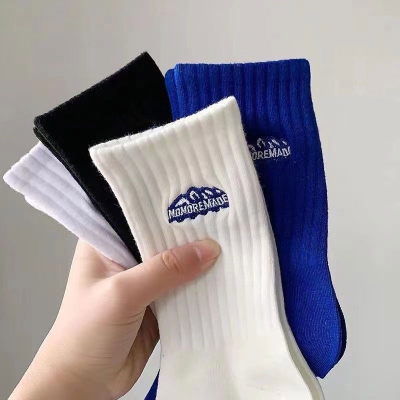 Men's Sports Socks Street Hip Hop Mid Tube Socks Solid Color Breathable ...
