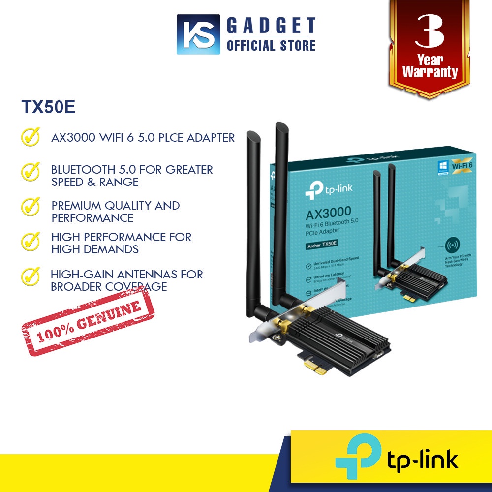 TP-Link Archer TX50E AX3000 Wi-Fi 6 Bluetooth 5.0 PCIe Adapter | Shopee ...
