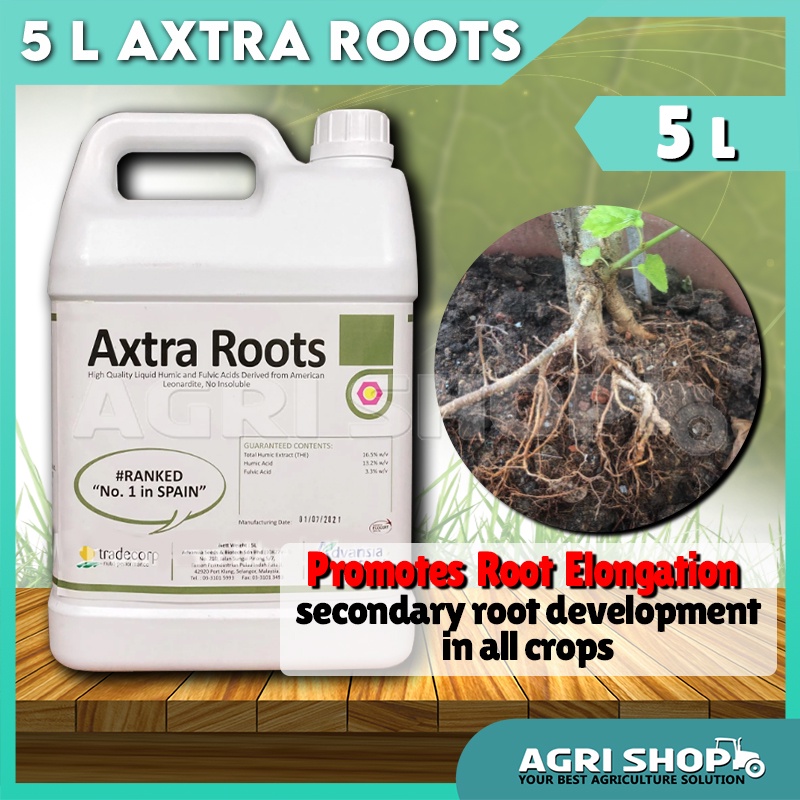 Agrishop 5 Liter Axtra Roots / Penggalak akar Rooting Fulvic Acid Baja ...