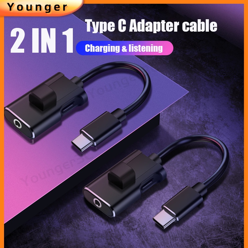 2 In 1 Headphone Audio Charging Adapter Cable Music Listening Charging ...