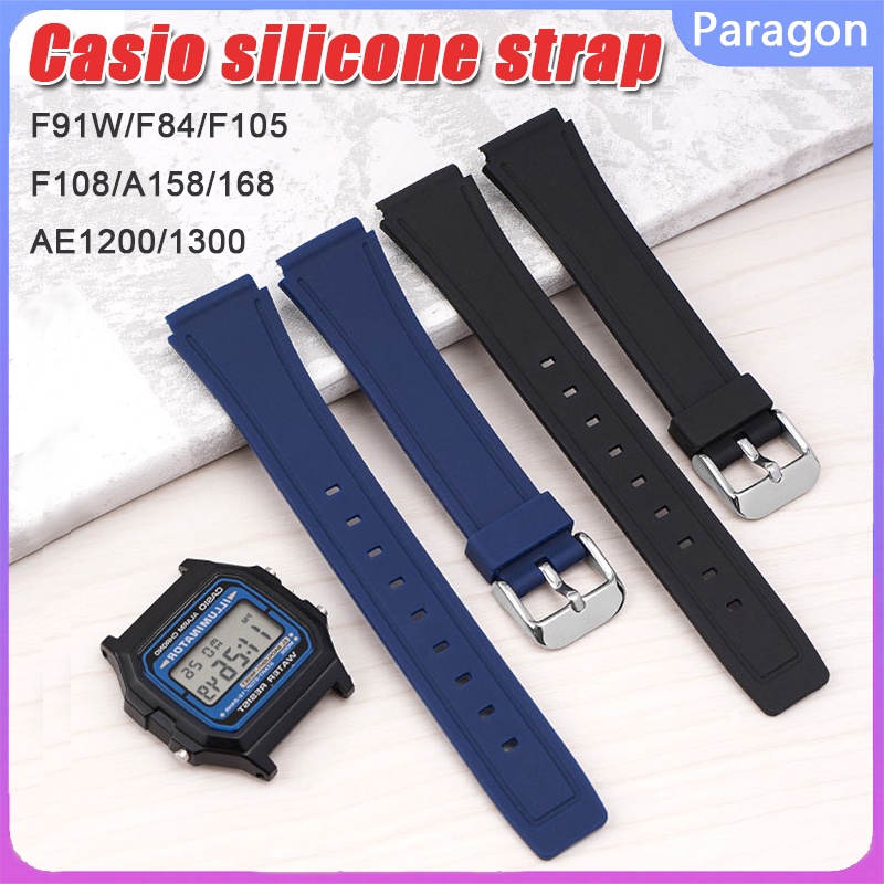 Color silicone ultra thin watch strap compatible for Casio F91W F84 ...