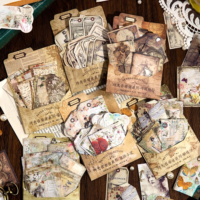 Journamm 45pcs/pack Srapbook Stickers Pack Vintage Materials Decor Junk ...