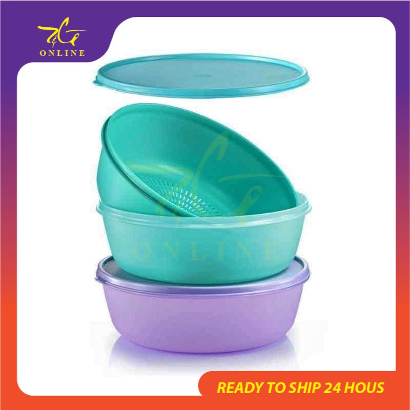 Tupperware 3L Modular Bowl with Colander Light Purple Pepel Turquoise ...