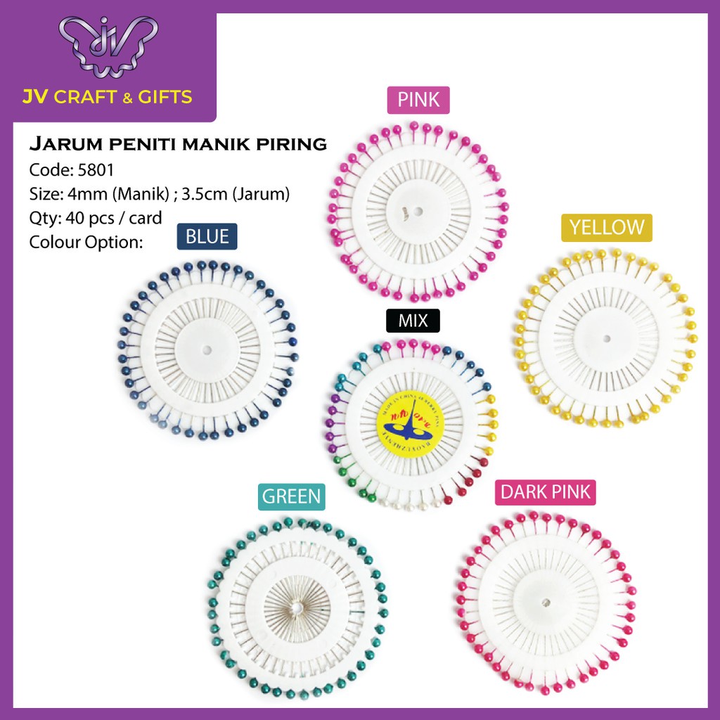 40pcs Jarum Peniti Manik Piring / Pin Tudung / Tudung Hijab Jarum ...