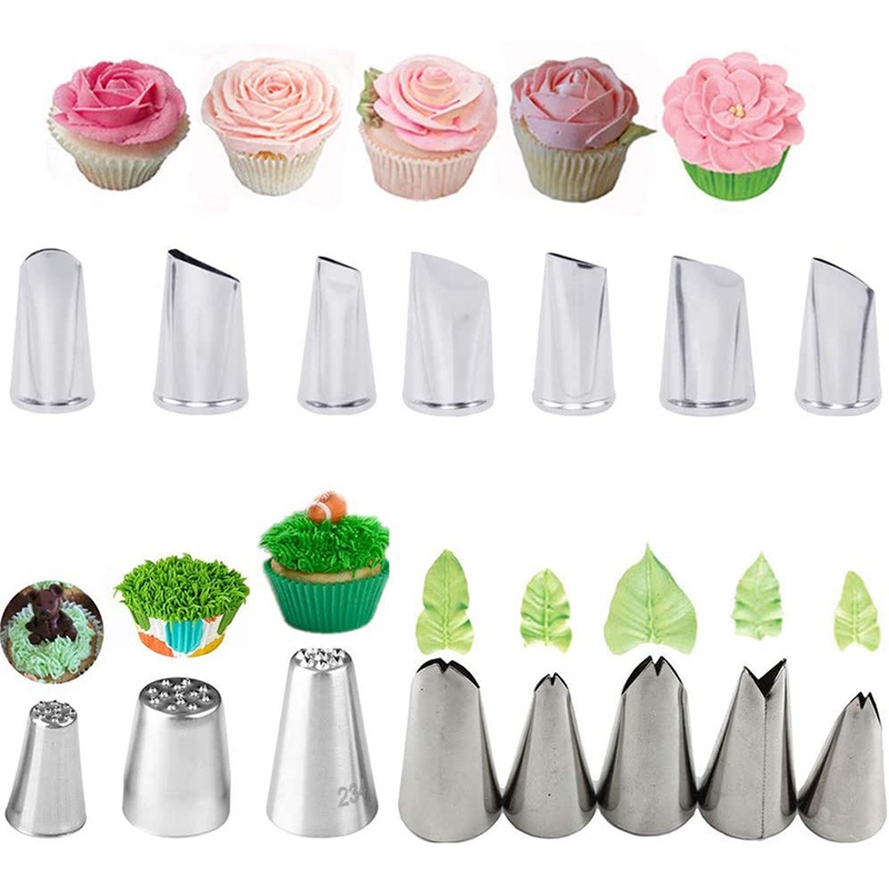 15PCS Grass Rose Petal Leaves Nozzles Piping Cake Decorating Tool ...