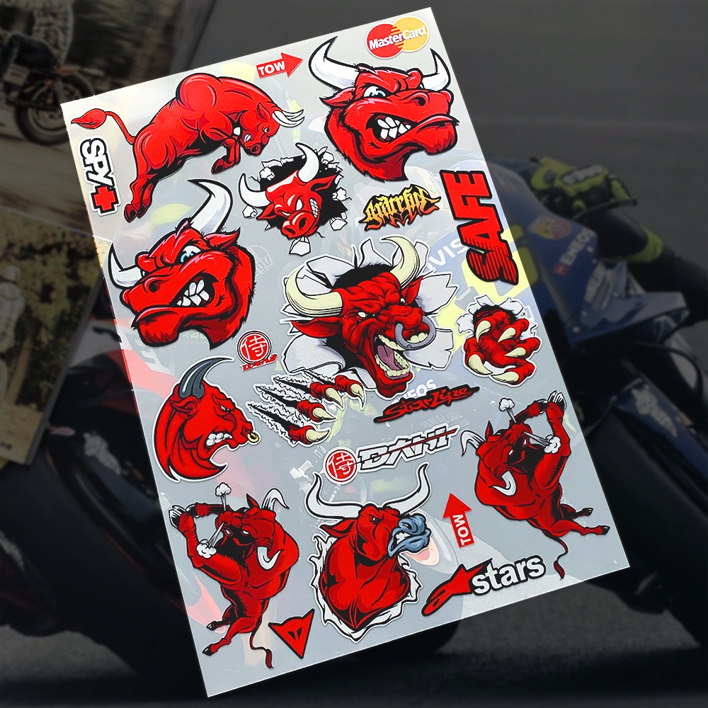 Reflective Motorycle Decals Angry Bulls Sticker Bumper Motorcycle ...