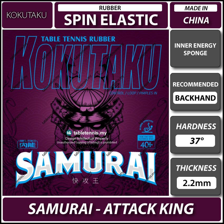 Kokutaku Samurai Attack King Spin Elastic Table Tennis Rubber Getah Ping Pong | Shopee Malaysia
