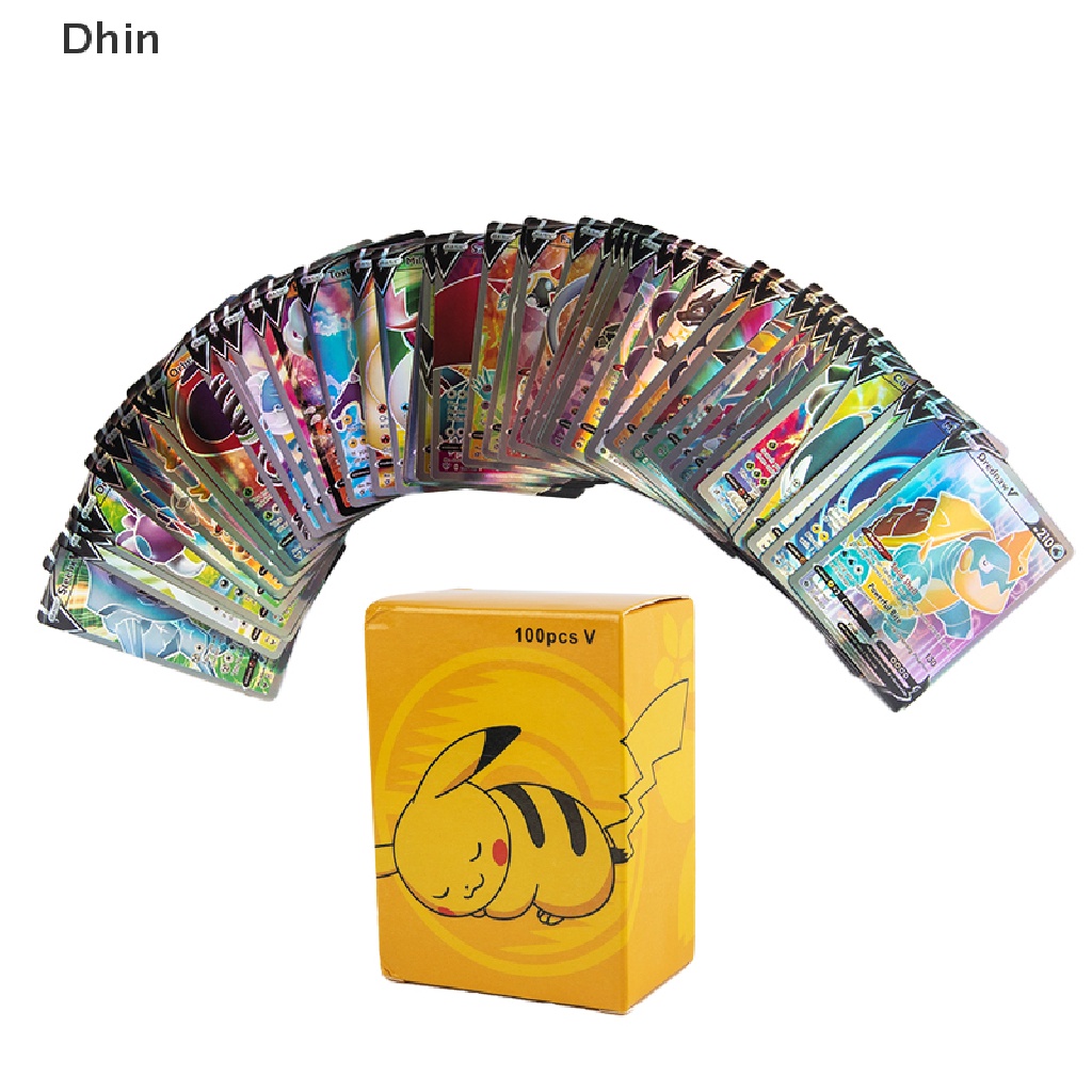 [Dhin] 100Pcs 50 V+50VMAX Pokemon Card Toys English Trading Card Game ...