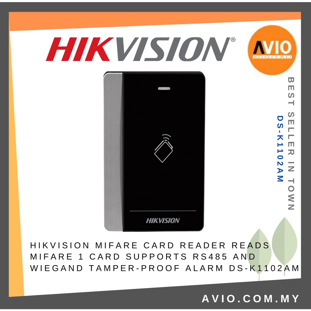 Hikvision Door Access Control 13.56MHz Mifare Card Reader Audio Beep Sound RS485 Wiegand DS ...