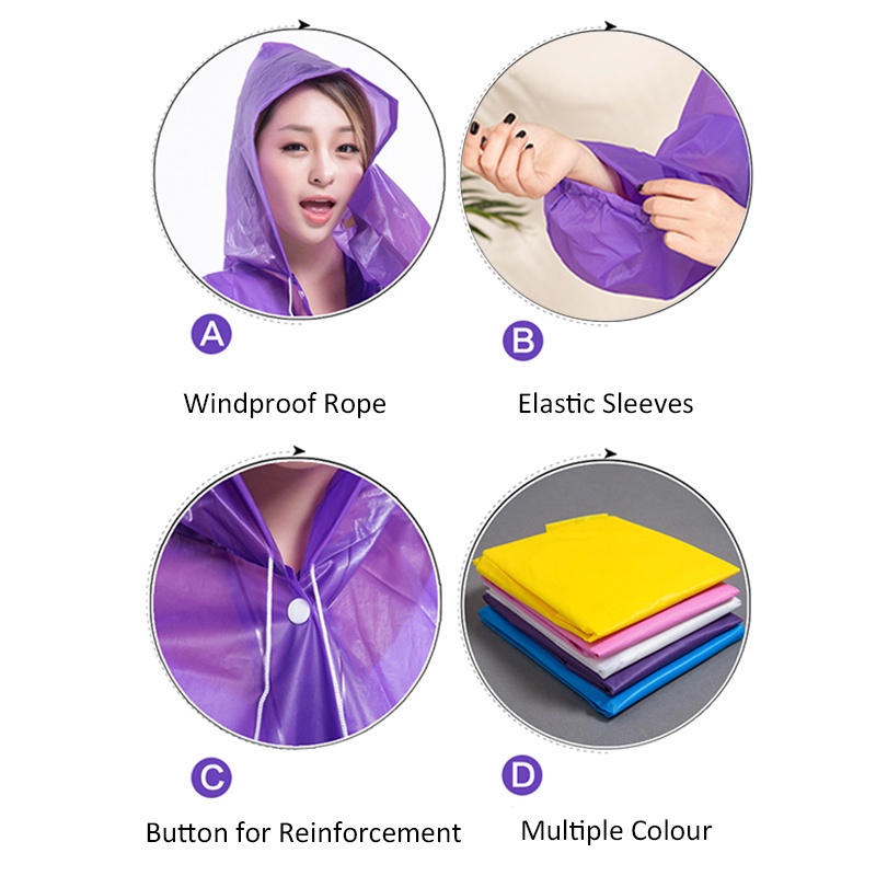 Women Men Thick Waterproof RainCoat Hoodie Poncho Rain Coat Rainsuit ...