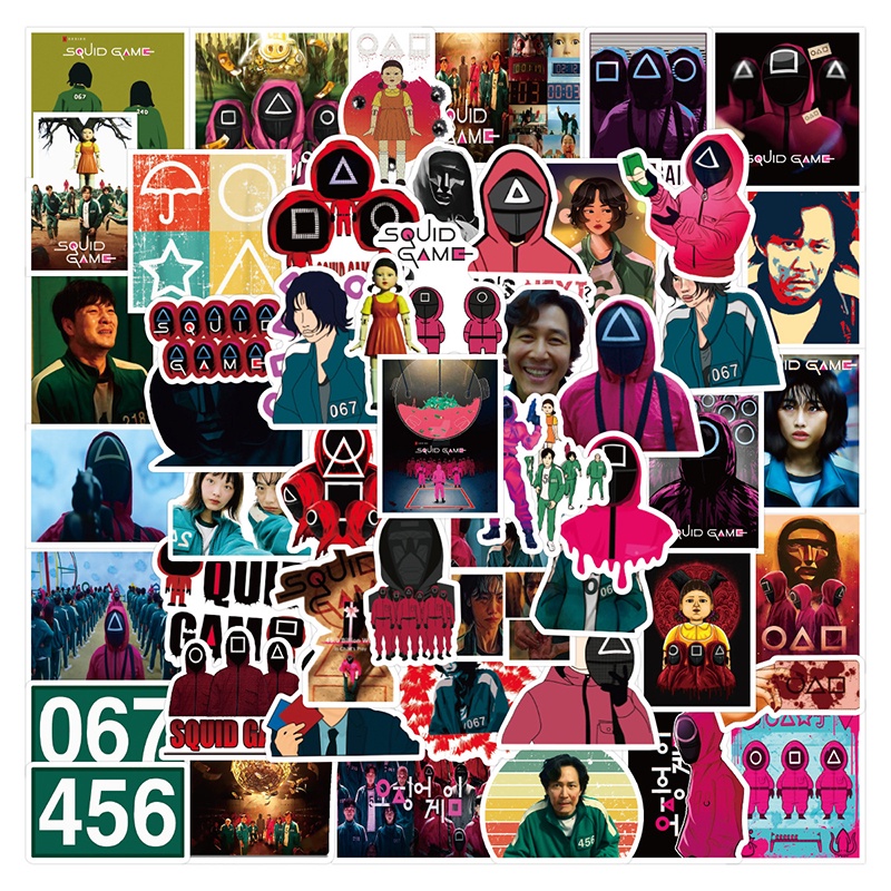 Squid Game Stickers Waterproof Korean Drama Fun Stickers Decals For ...