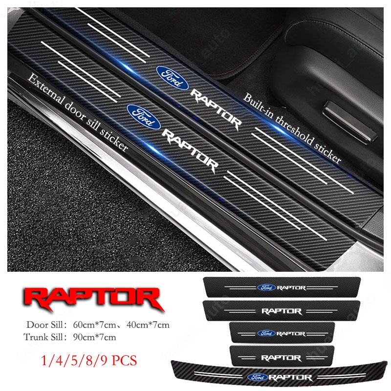 Ford Raptor Car Door Sill Sticker Anti-Scratch Carbon Fiber leather ...