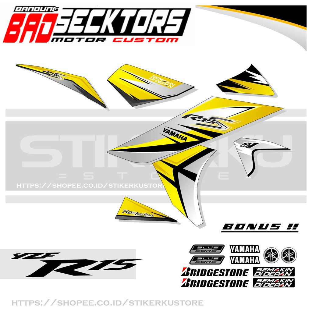 Striping YAMAHA R15 V2/STRIPING YZF R15 V2/Graphic SIMLPE/Sticker R15 ...
