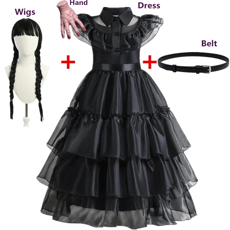 WFRV Movie Wednesday Costume for Girls 4-10 Years Gothic Winds ...