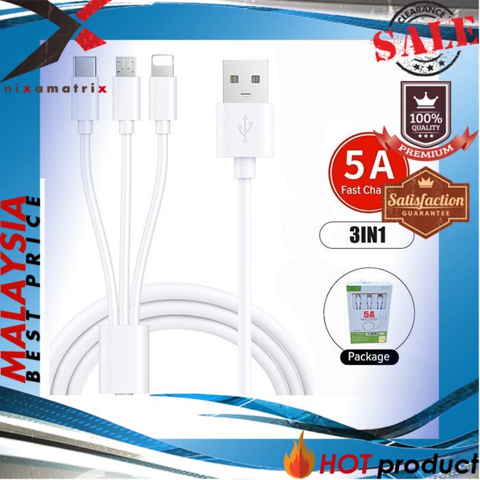 💢NEW ARRIVAL💢 5A 3in1 Fast Wire Charger Data Transfer Cable For Micro ...