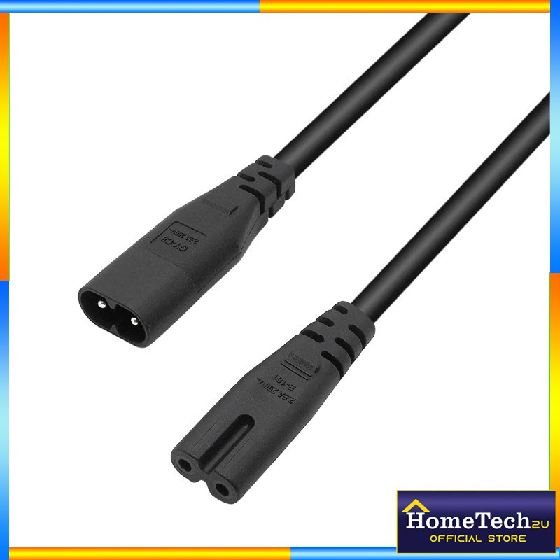 AC Cord IEC 320 2-Pin C7 Female To C8 Male Figure 8 Power Adapter Extension Cable Wire | Shopee ...