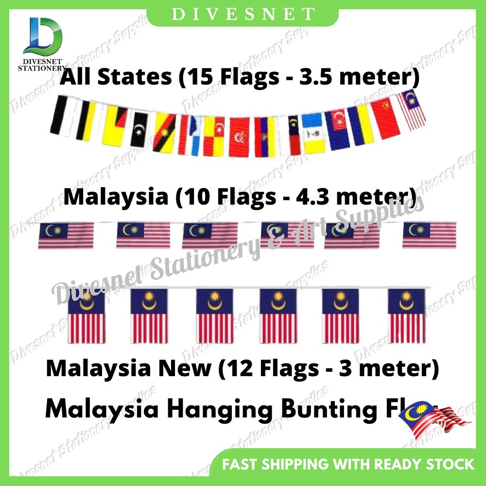 Malaysia Flag Line Hanging Bunting Flag State Flag Bendera Malaysia ...