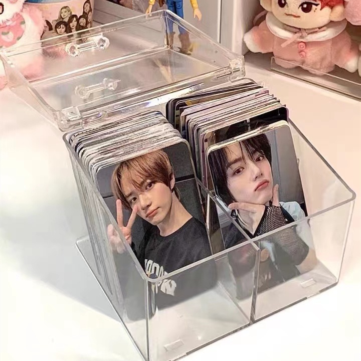 iria Transparent Acrylic Flap Divided Desktop Storage Box Dust Proof ...