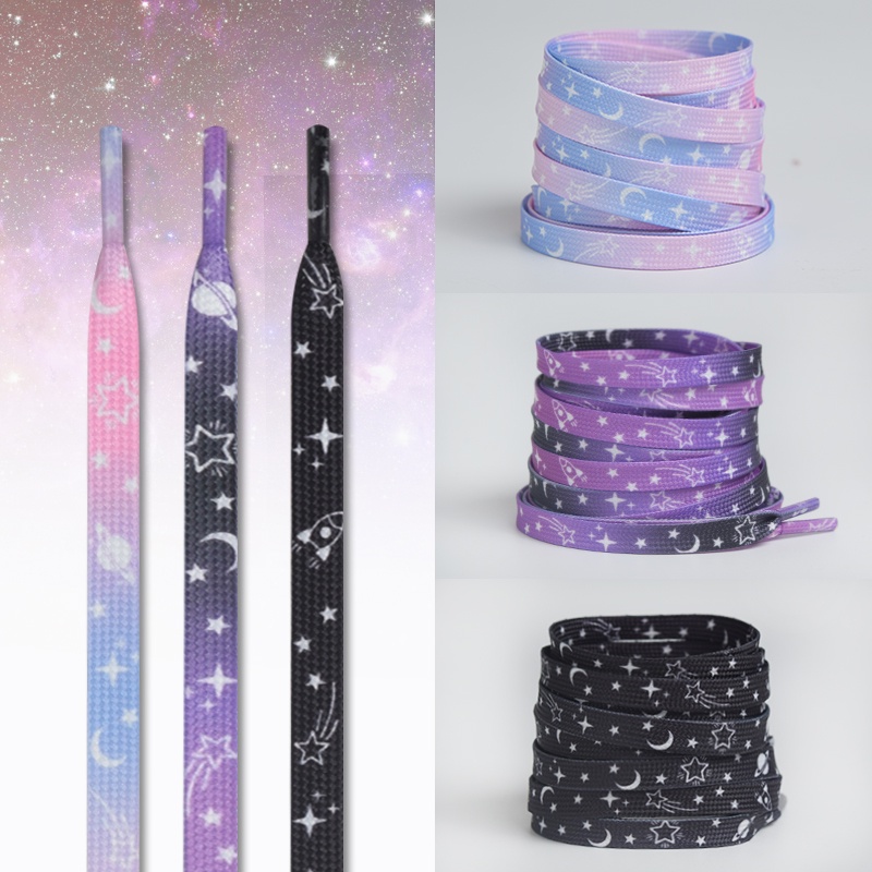 Flat Shoe Laces Love Heart Star Moon Sky Smoke Purple Shoelace Cute ...