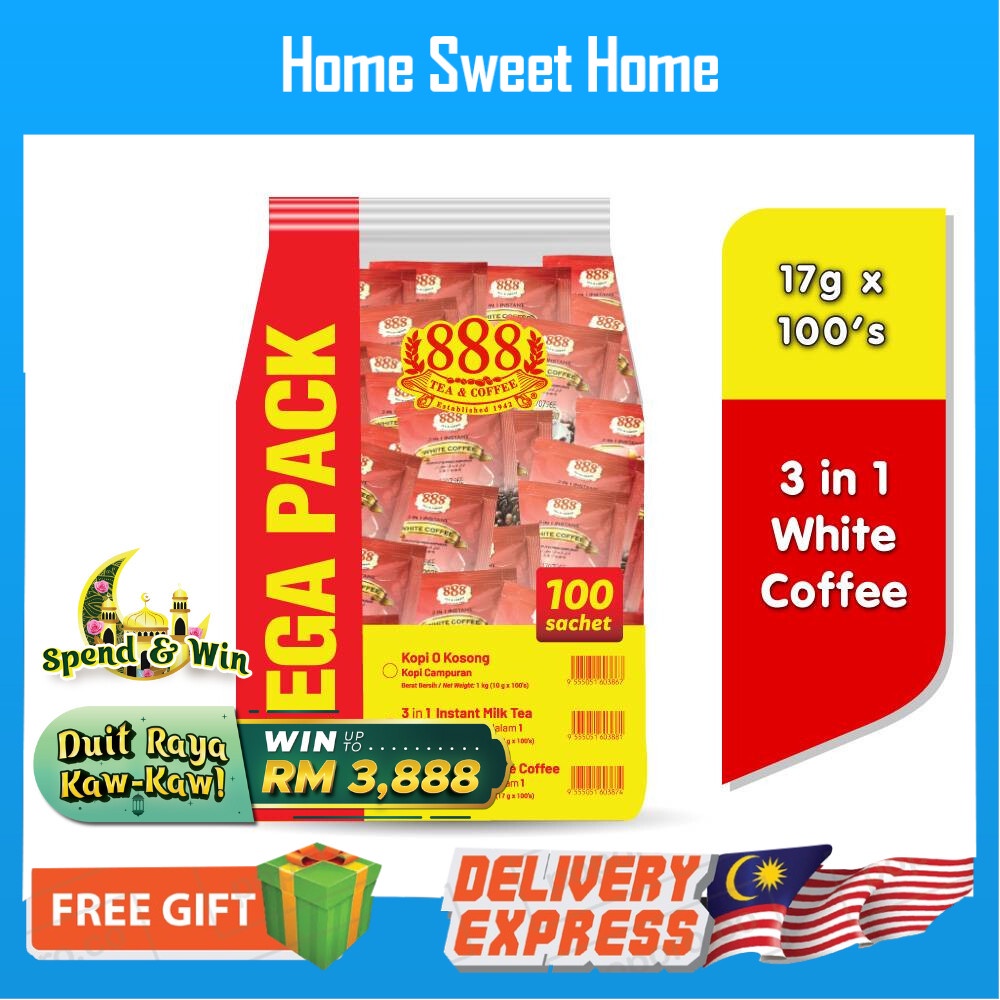 888 3 in 1 Instant White Coffee Value Pack (17g x 100s) | Shopee Malaysia