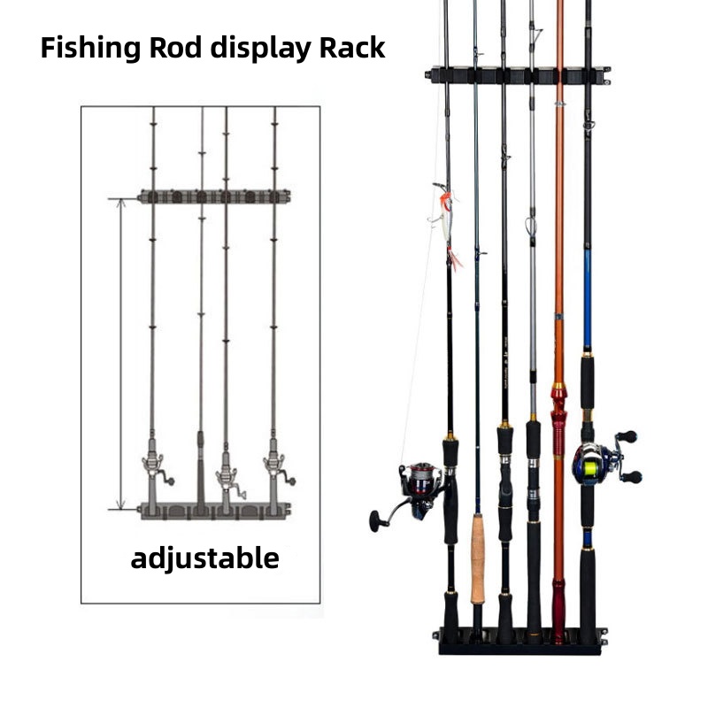 Fishing rod display rack wall mounted bracket Rak storan untuk tongkat ...