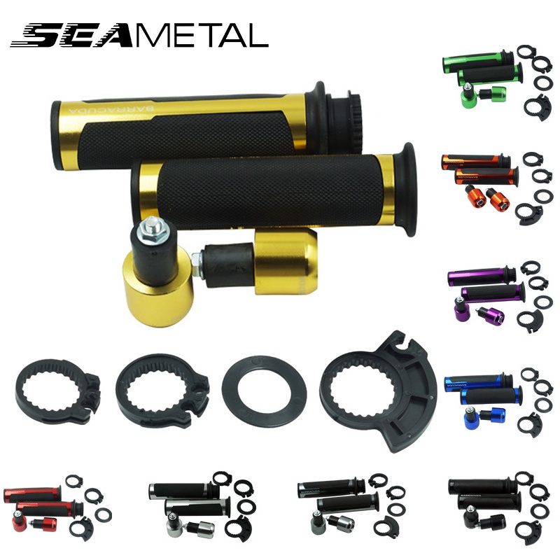 SEAMETAL Motorcycle Handle Grip With Throttle and Bar End Universal ...
