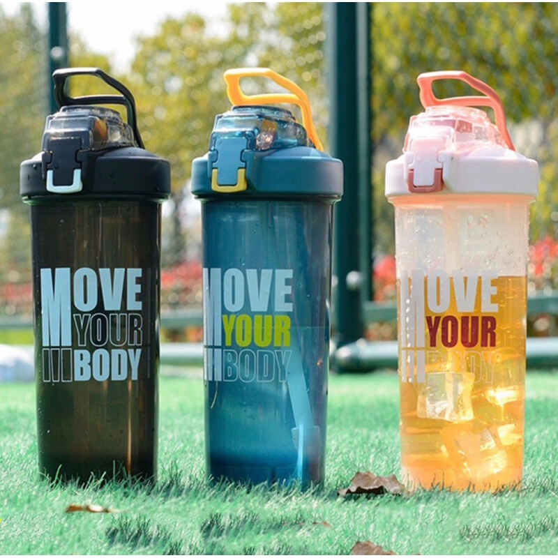 Ocean_Straw Shaker Cup Fitness Milkshake Cup Whey Protein Powder Mixing Ball 800ml | Shopee Malaysia