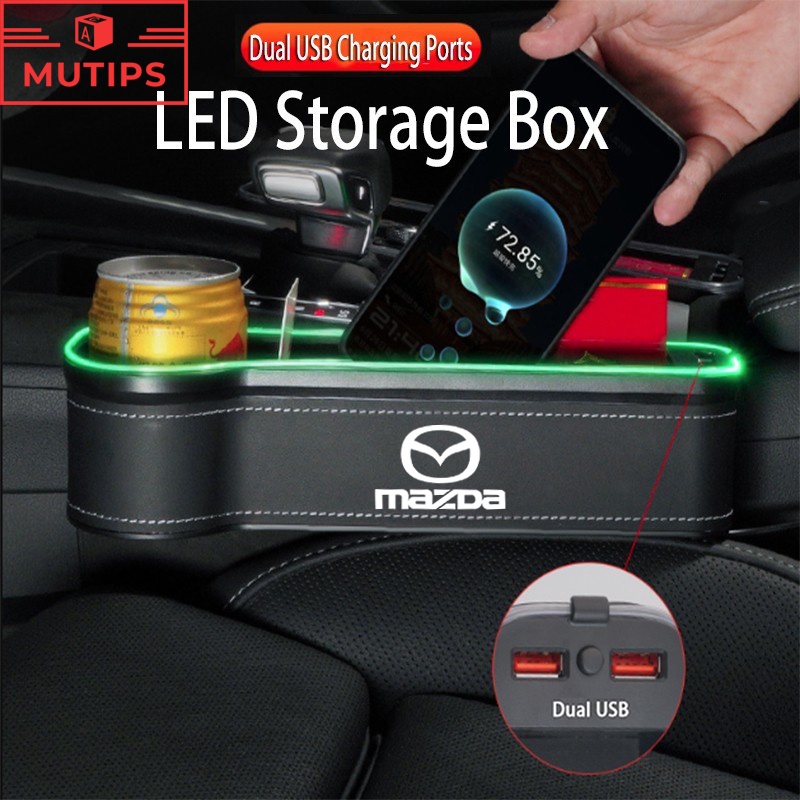 Mazda Car Seat Slit LED Storage Box With USB Phone Charging Port ...