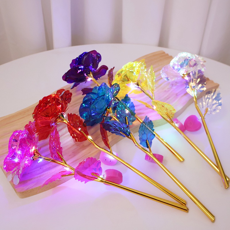 24K Gold Colorful Crystal Gold Foil Flower Artificial Flower Golden ...