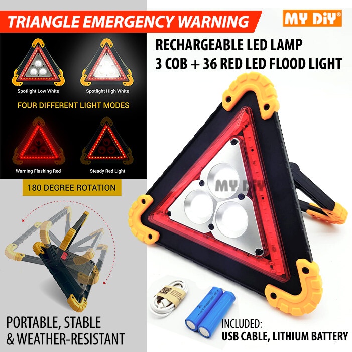 MYDIYSDNBHD - LED TRIANGLE EMERGENCY WARNING WORKING RECHARGEABLE LAMP ...