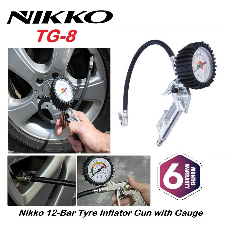 Nikko TG-8 Tyre Air Inflator Gun with Manometer (12-bar / 170psi ...