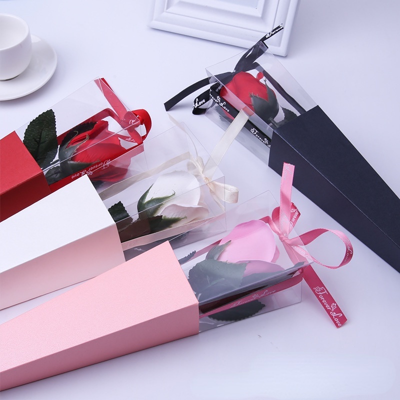 Triangular Cone Shaped Rose Flower Box Packing Gifts Wrapping Bags Box ...