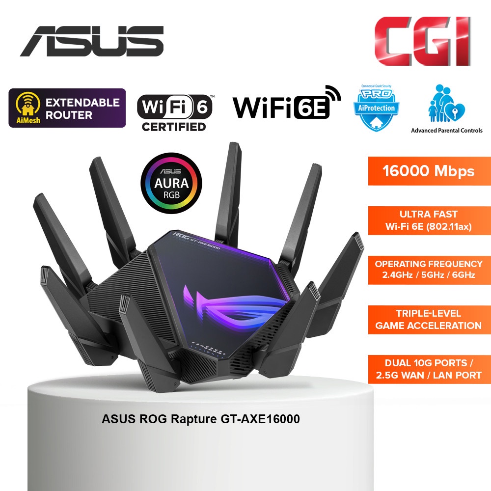 Asus ROG Rapture GT-AXE16000 Quad-band WiFi 6E Gaming Router | Shopee ...