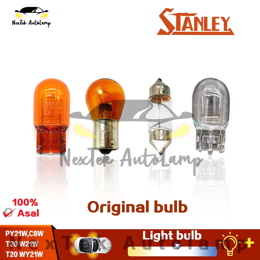 STANLEY T20 W21W WY21W PY21W C8W 12V Amber Car Monofilament Crooked ...