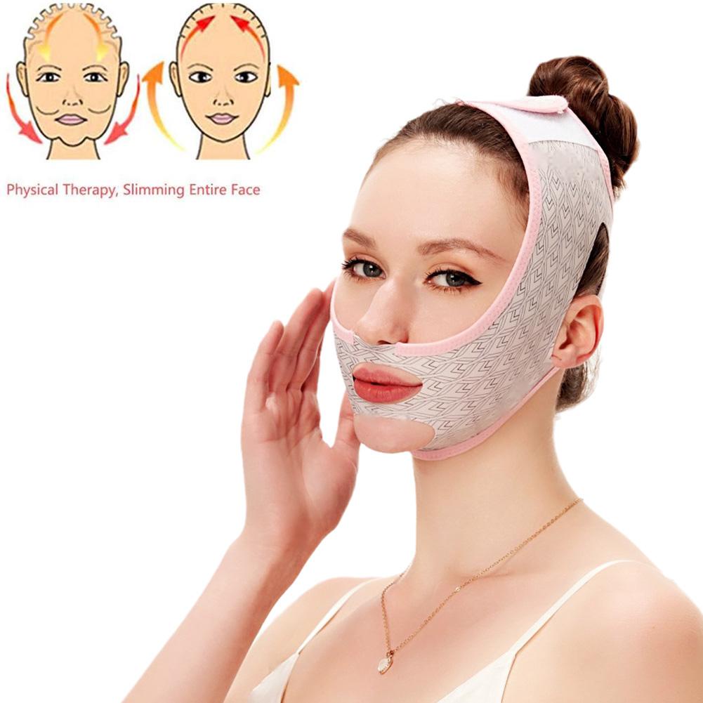 V-shaped face lifting strap sleep slimming face bandage double chin V ...