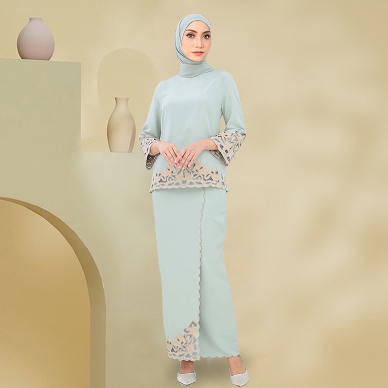 Baju Kurung Green Tea Baju Raya 2023 Baju Kebaya Nursing/Breastfeeding ...