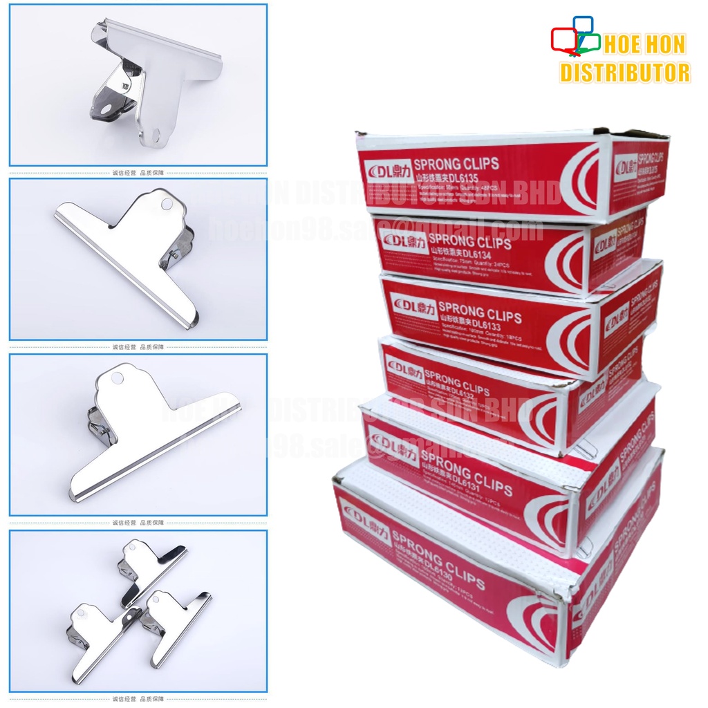 DingLi Stainless Steel Flat Spring Clip Paper Document Chrome Jumbo ...