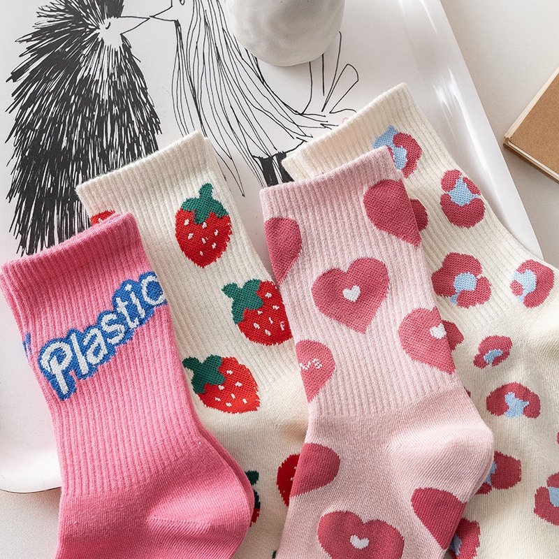 MALAYSIA READY STOCK!1 Pair Korean Style Women Socks with Colorful ...