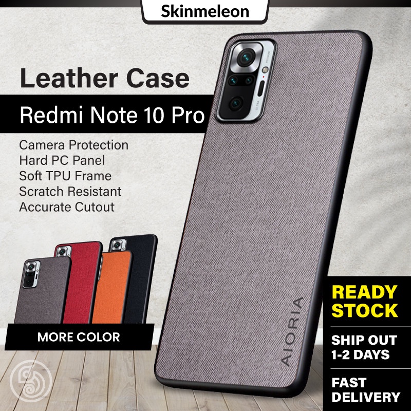 SKINMELEON Xiaomi Casing Redmi Note 10 Pro Casing Textile Pattern PU ...