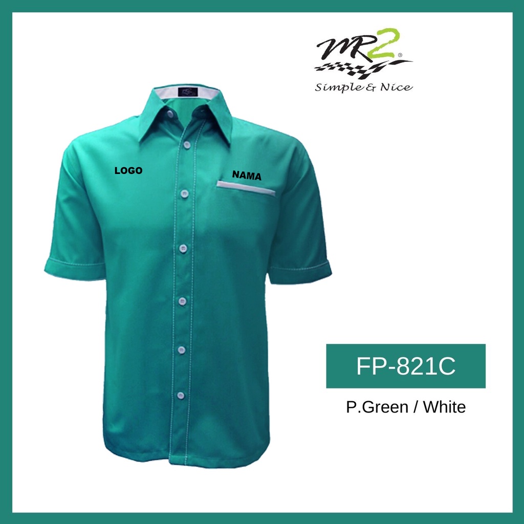 BAJU KORPORATE P. GREEN LENGAN PENDEK (JENAMA MR.2) FP-821C KAIN JENIS ...
