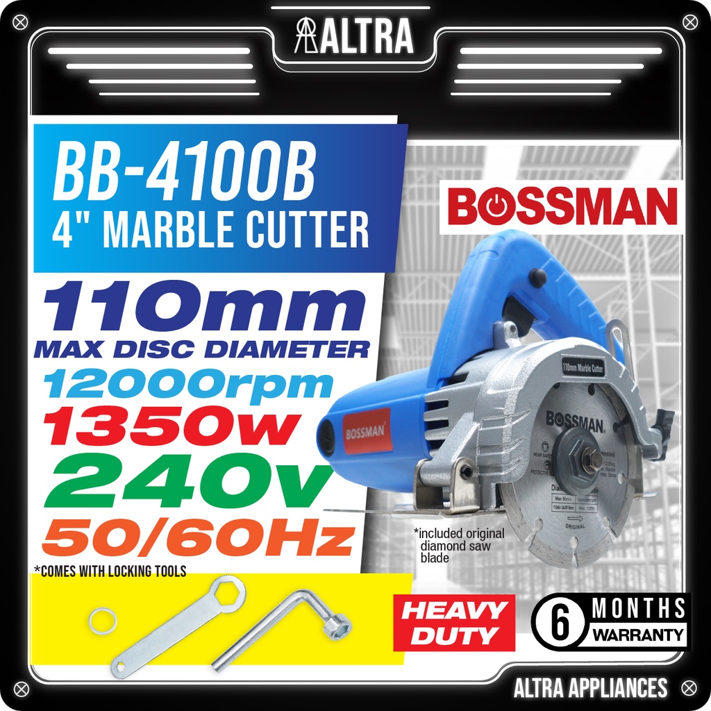 BOSSMAN 4" MARBLE CUTTER 1350W HEAVY DUTY (BB-4100B) | Shopee Malaysia