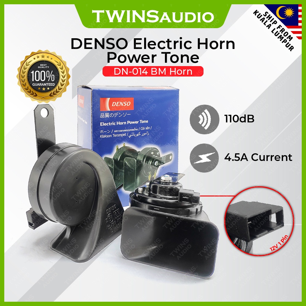 DENSO Car Electric Horn Power Tone Waterproof 12V 4.5A 110dB Super Loud ...