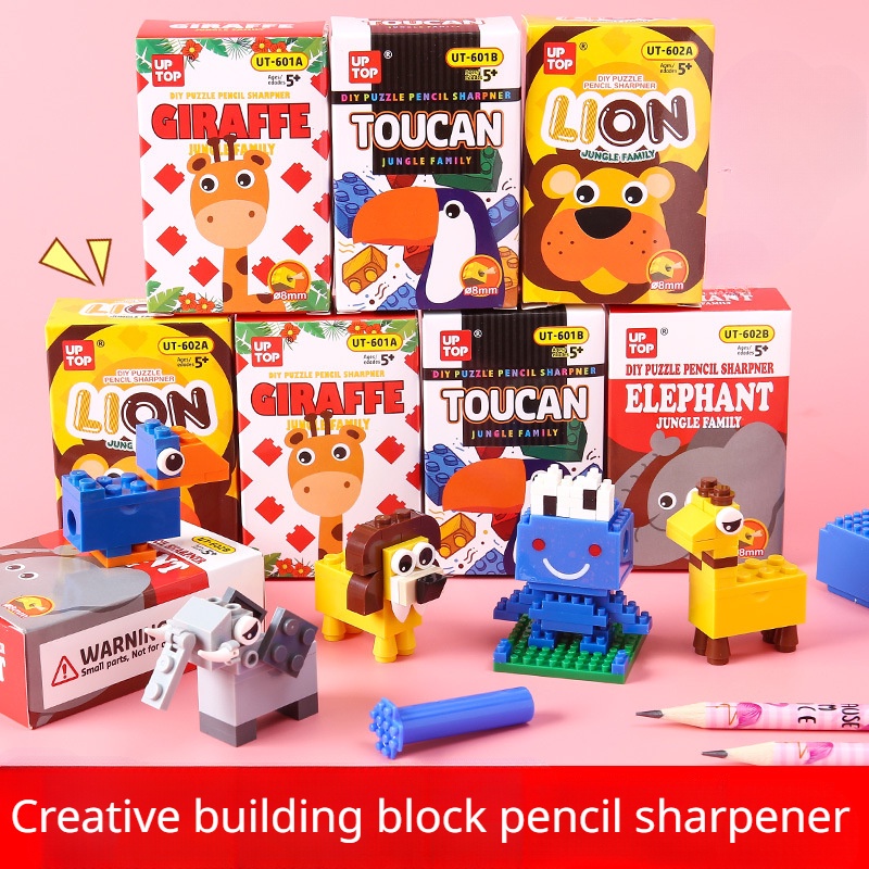 Creative Cartoon LEGO Pencil Sharpener Kids DIY jigsaw Pencil Sharpener ...