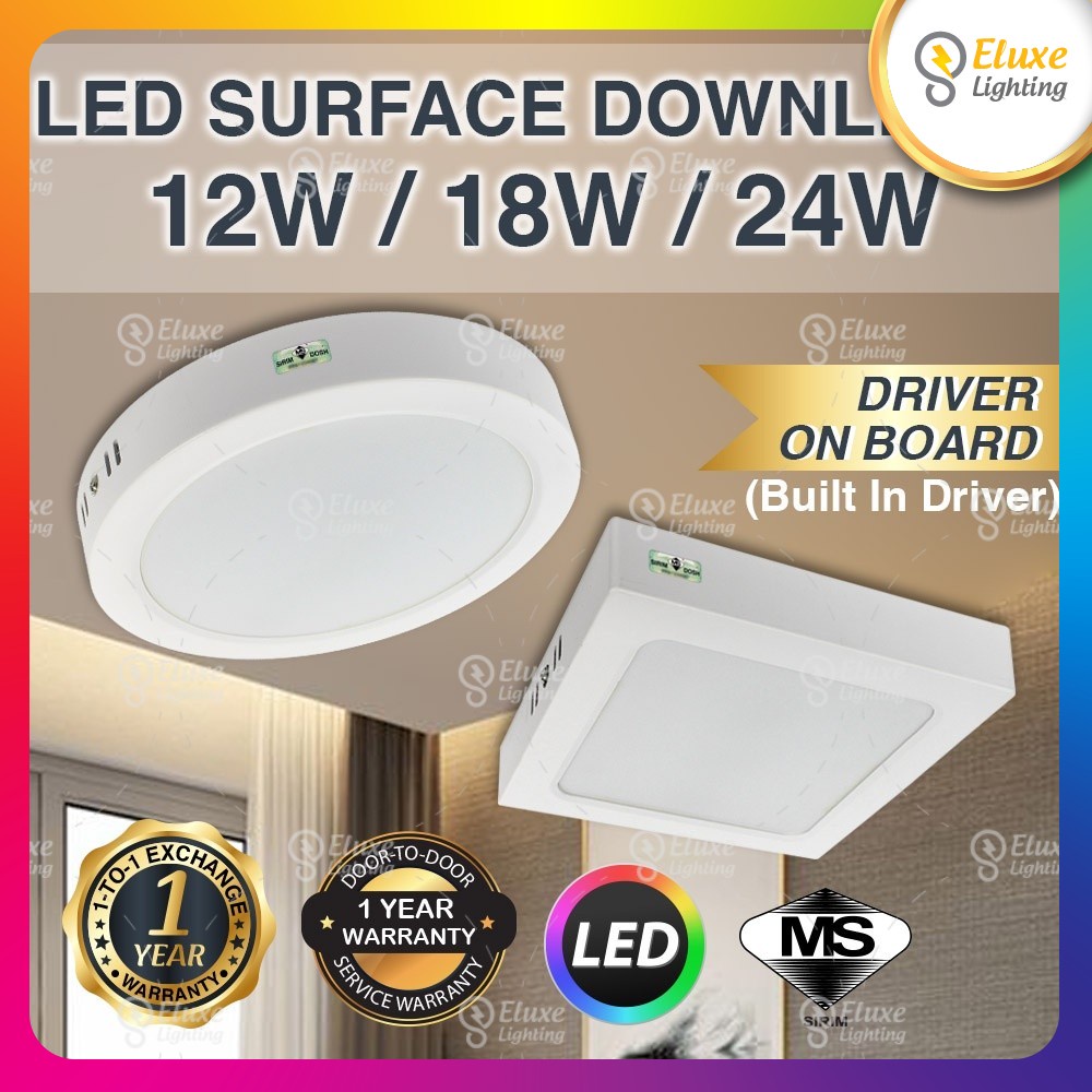 [SIRIM] [DOB] LED SURFACE DOWNLIGHT 12W/18W/24W 6"/8"/11" ROUND/SQUARE ...