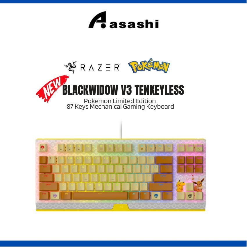 Razer BlackWidow V3 Tenkeyless (Green Switch) Pokemon Edition - Compact ...