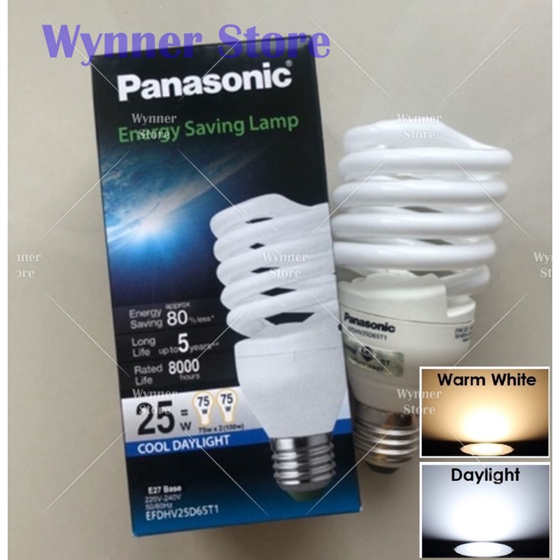 Designer Lighting Panasonic 25w Energy Saving Bulb E27 Spiral Tornado ...