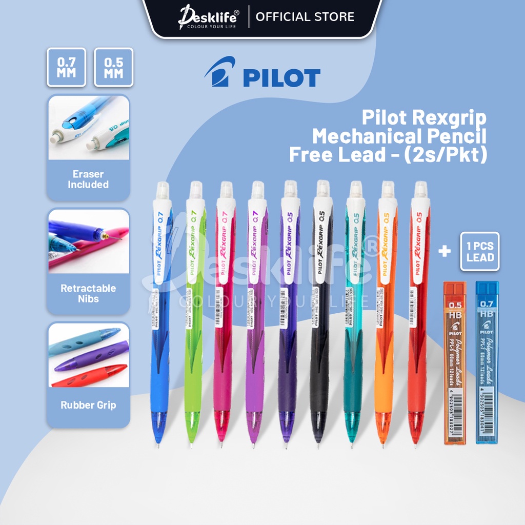 Desklife Pilot Rexgrip Mechanical Pencil Free Lead - (1s/Pkt) Student ...