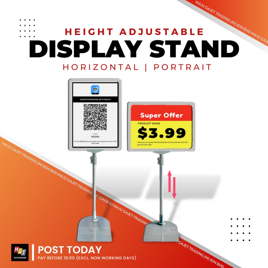 A4 Display Stand Menu Board Promotion Poster Price QR Code Signboard ...