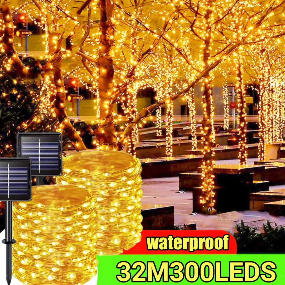 10M 20 30M LED Solar Lighting Powered Twinkle Starry String Copper Wire ...