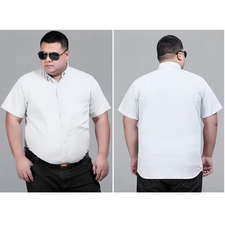 M-8XL Fat Man Plus Size Shirt Men Basic Simple Plain Short Sleeve Shirt ...